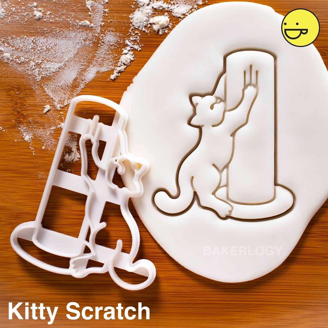 Kitty Scratch Cookie Cutter Bakerlogy Biscuit Cutters Cute Happy Cat ...