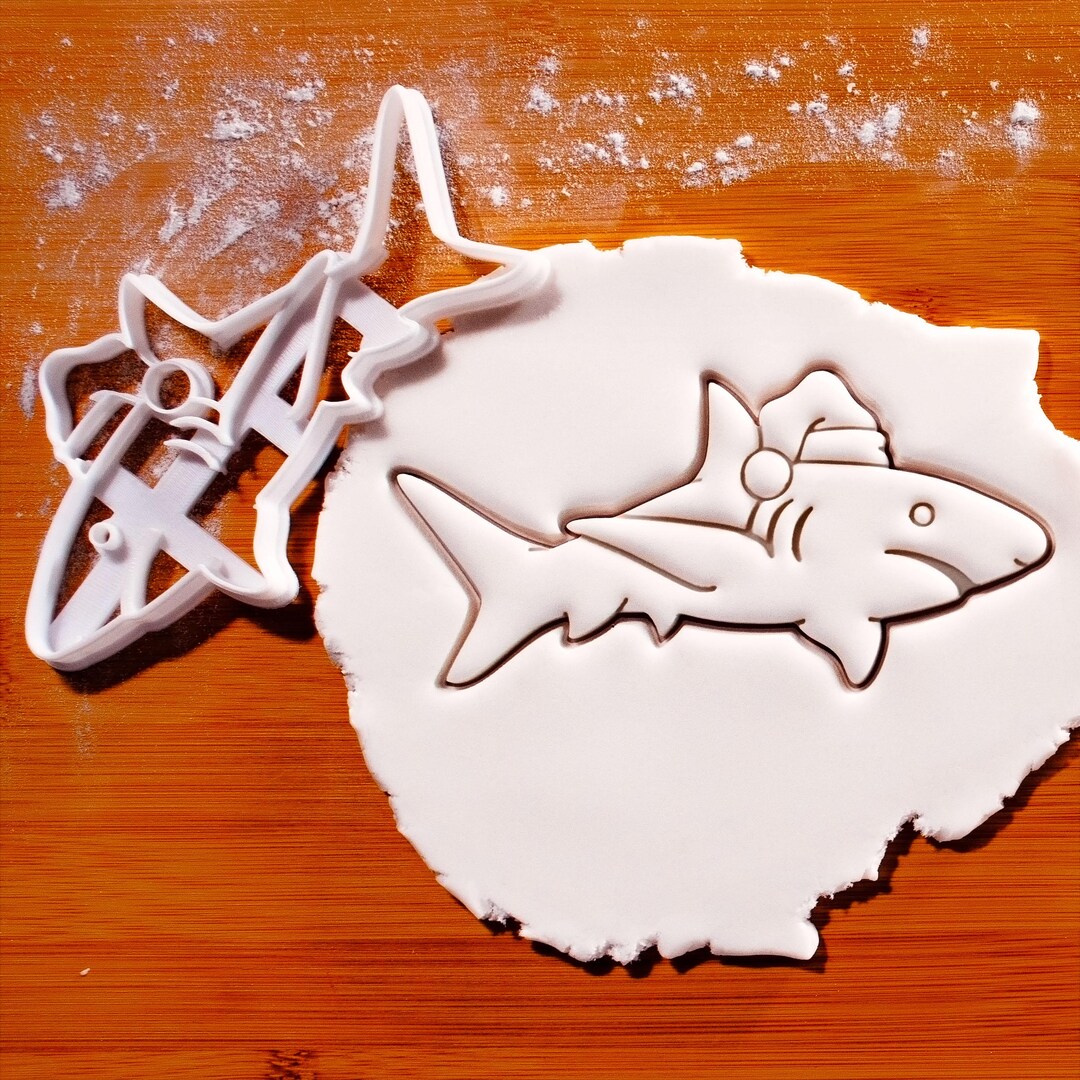 Xmas Great White Shark Cookie Cutter – Festive Shark With Santa Hat ...