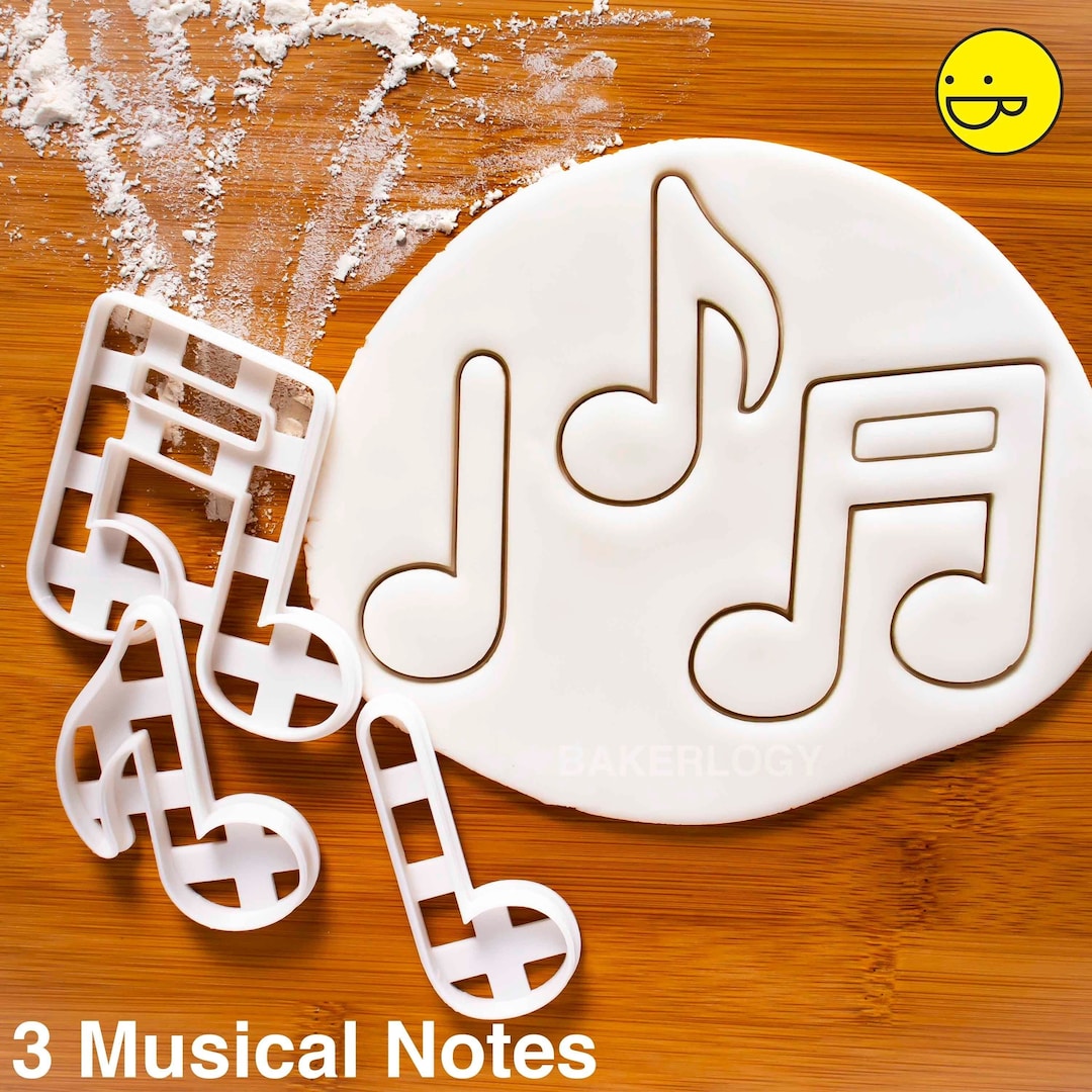 3 Musical Notes Cookie Cutters Bakerlogy Biscuit Cutters Concert Music ...