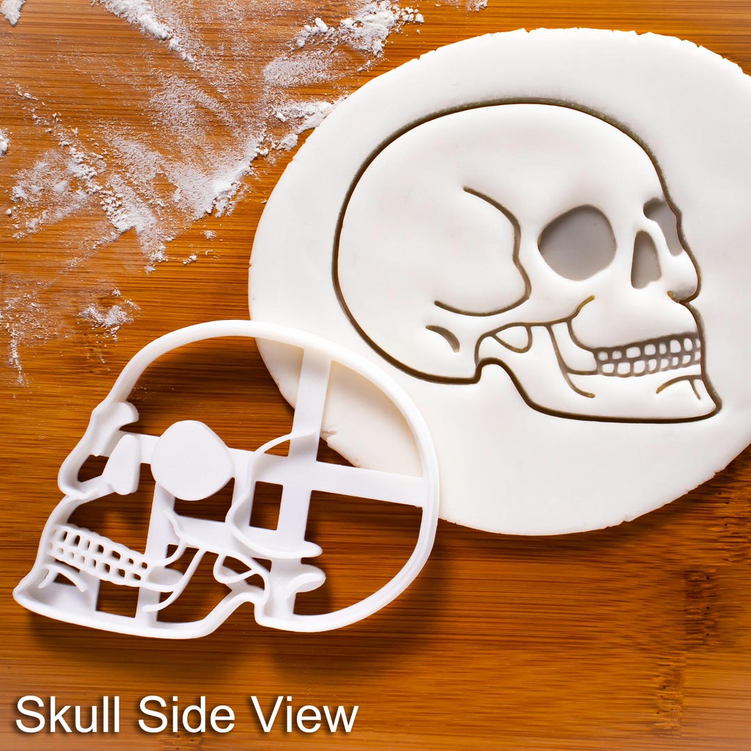 Anatomical Skull Side View Cookie Cutter, Gothic Halloween Skeleton ...