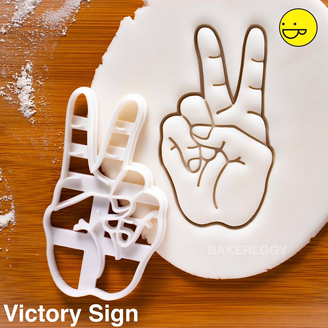Victory Sign Cookie Cutter Bakerlogy Biscuit Cutters Hand Gesture V Two ...