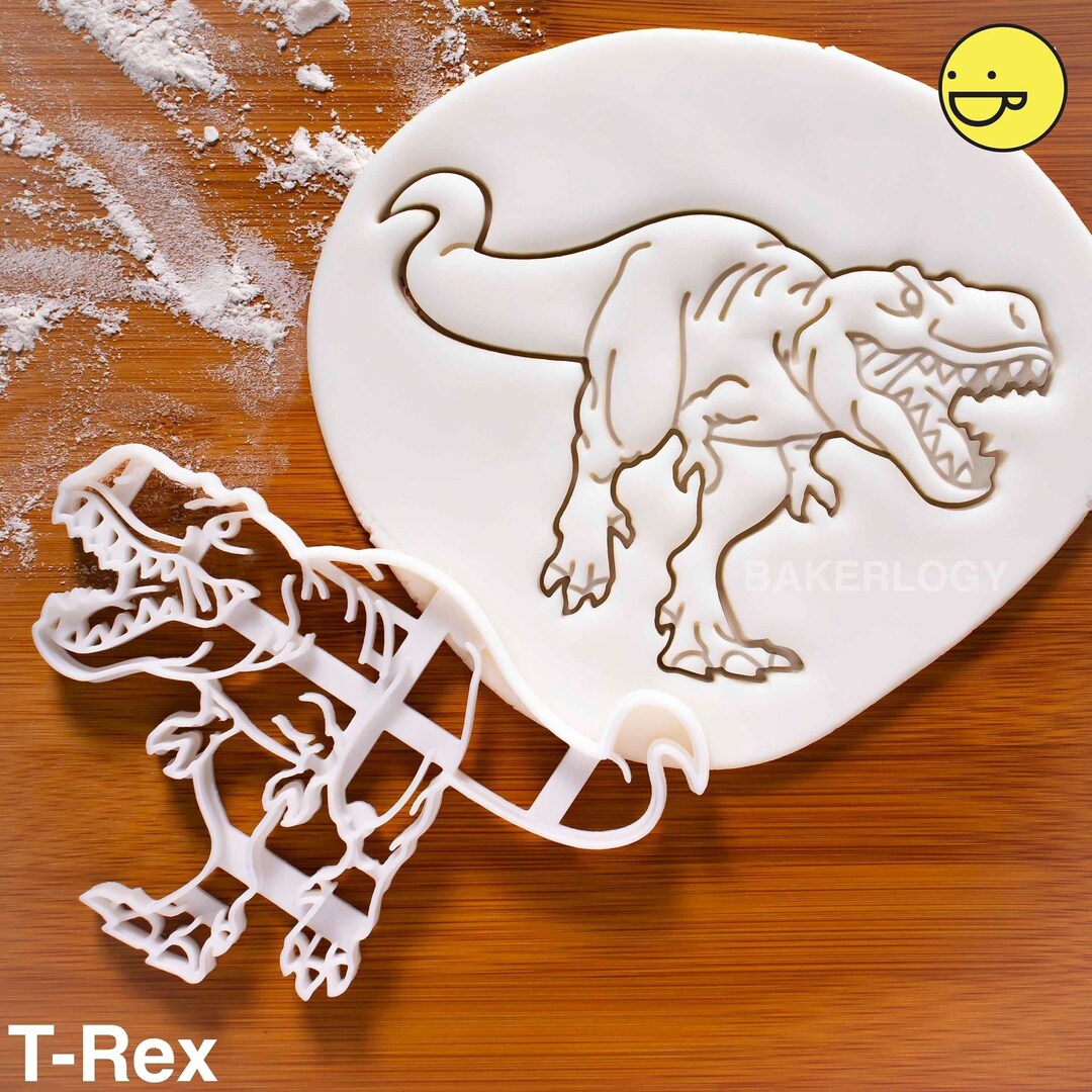T-rex Dinosaur Cookie Cutter | Bakerlogy Biscuit Cutters Tyrannosaurus ...