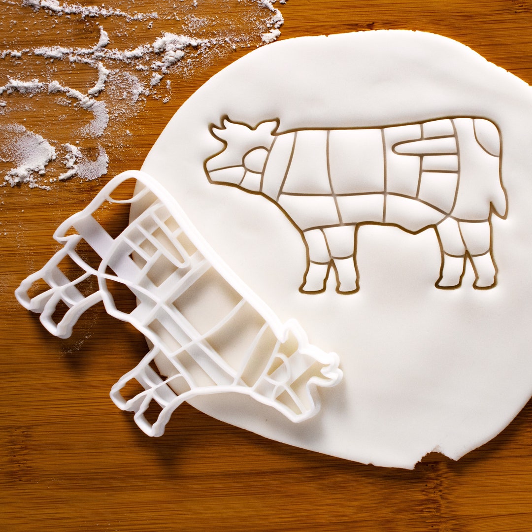 Cow Cookie Cutter Butcher's Guide to Beef Cuts Other Meat Chart ...