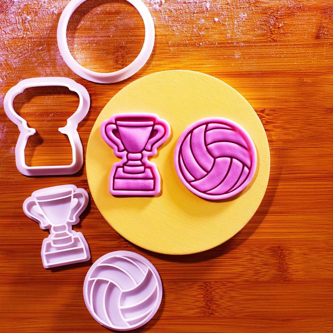 Volleyball & Trophy Cookie Cutter Stamp Set: Mini Sports Team Fondant ...