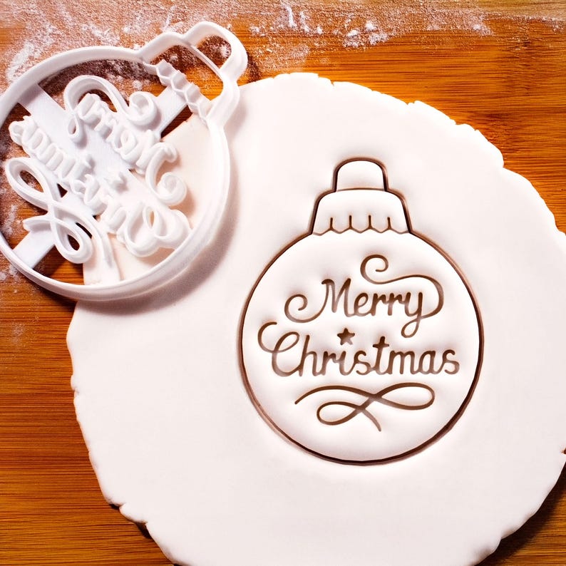 Merry Christmas Bauble Cookie Cutter: Festive Holiday Baking - Etsy