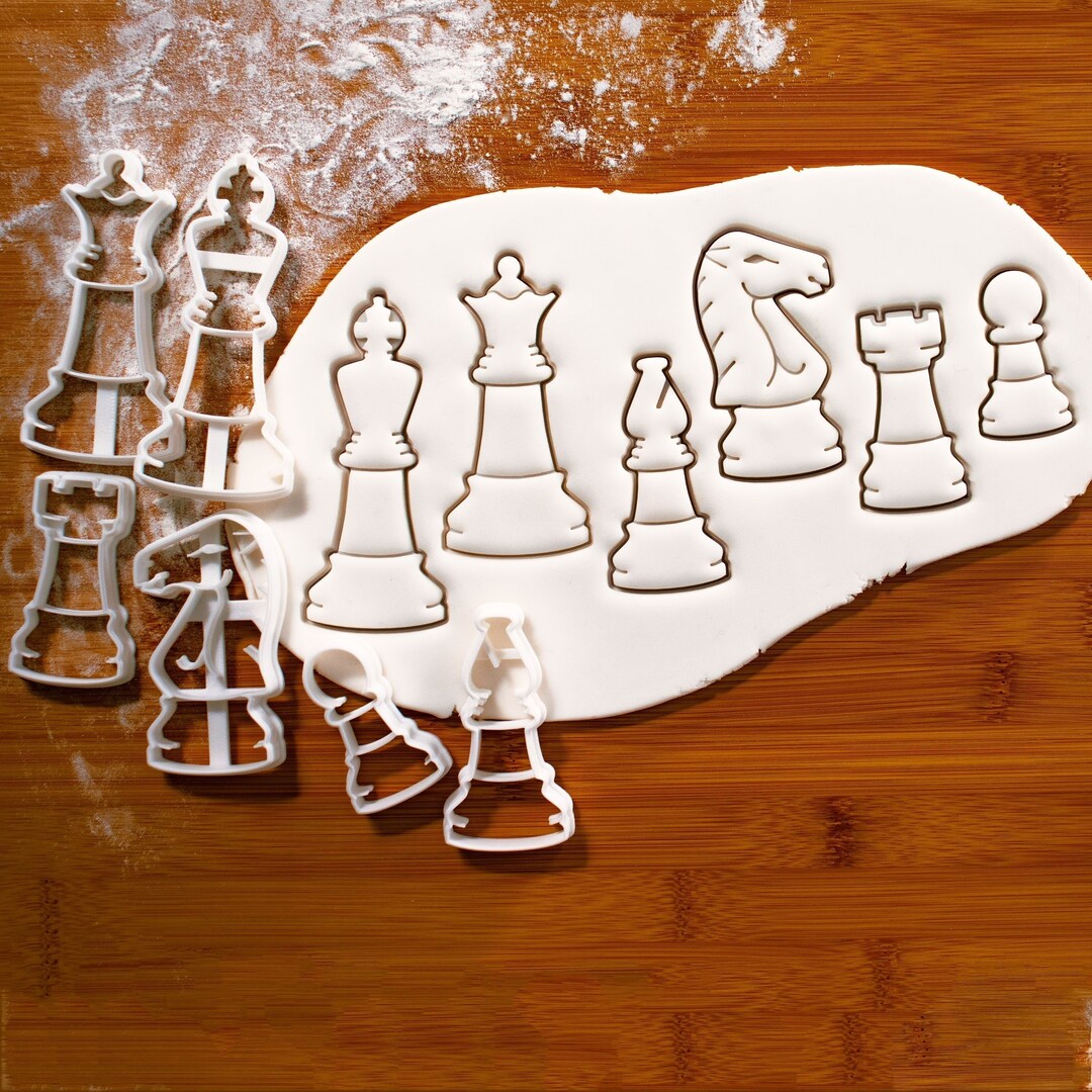 Set of 6 Chess Pieces Cookie Cutters - King, Queen, Rook, Bishop ...