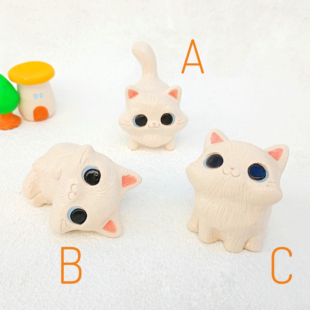 Miniature Ceramic White Cat Figurine - Handmade Japanese Pottery - Etsy