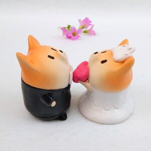 Small Wedding Shibadog Dolls Set of Bride and Groom Japanese Handmade ...