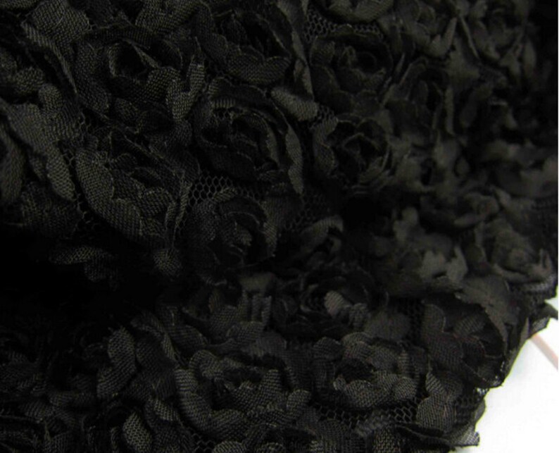 Black Rose Floral Lace Fabric Chiffon Trim Tulle Fabric - Etsy