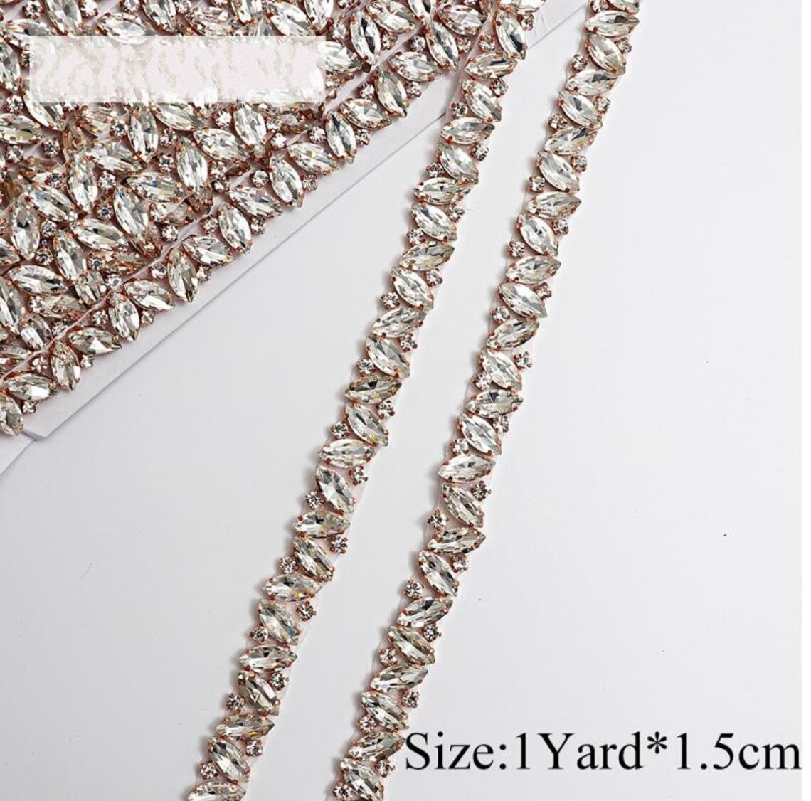 Rhinestone Crystal Beaded Lace Trim Rhinestone Applique Bridal | Etsy