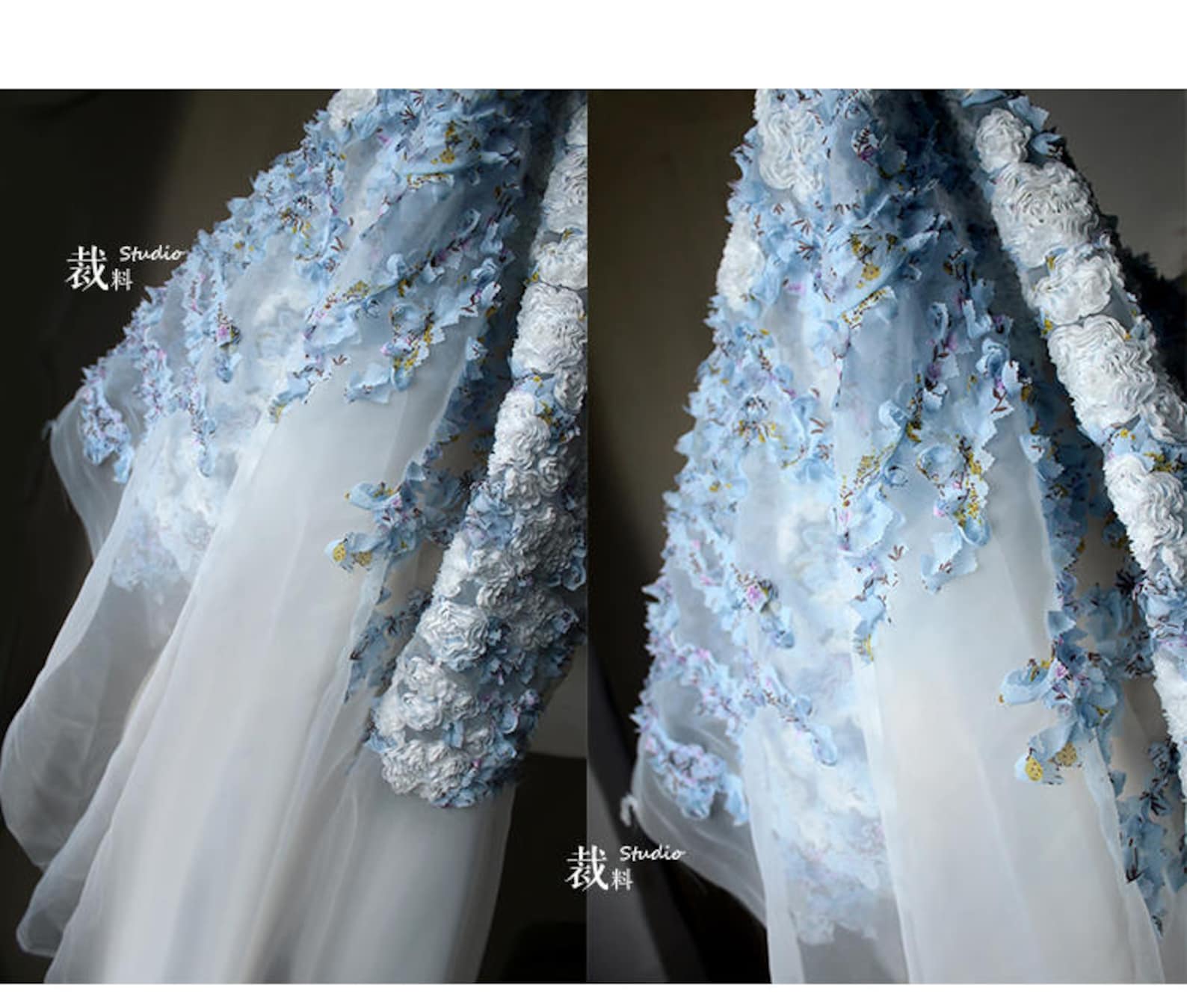 3D Organza Floral Embroidery Lace Fabric Shabby DIY Dress - Etsy