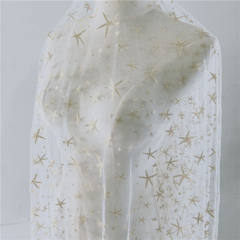 Golden Sequins Seastar Lace Fabric Off white Tulle Wedding | Etsy