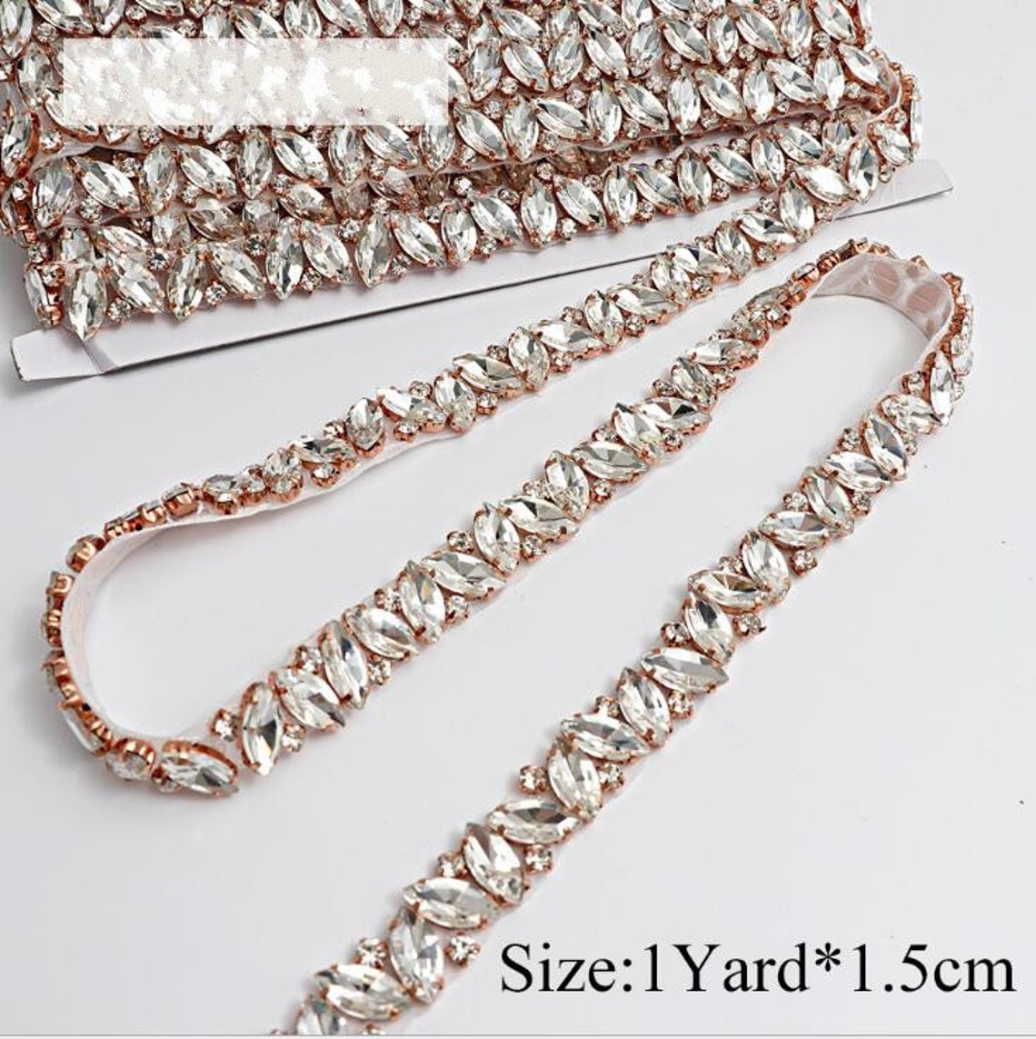 Rhinestone Crystal Beaded Lace Trim Rhinestone Applique Bridal | Etsy