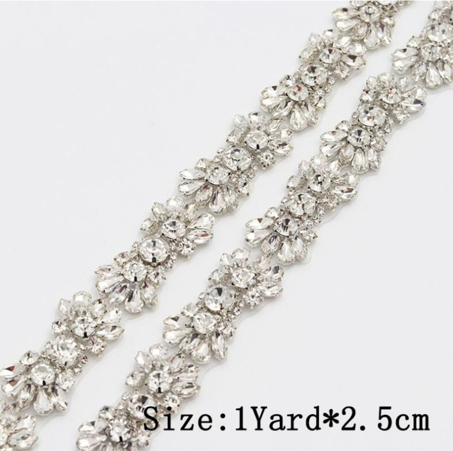 Rhinestone Crystal Beaded Lace trim Rhinestone Applique Bridal | Etsy