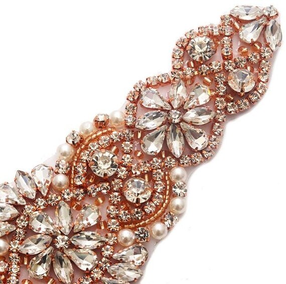 Deluxe 3D Rhinestone Beaded crystal Applique Bridal | Etsy