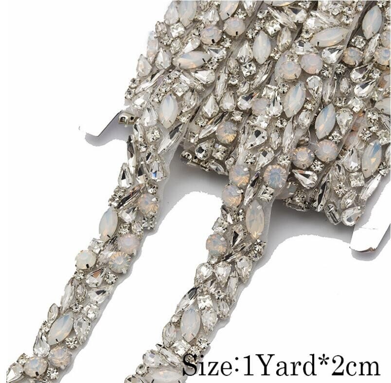 Rhinestone Crystal Beaded Lace trim Rhinestone Applique Bridal | Etsy