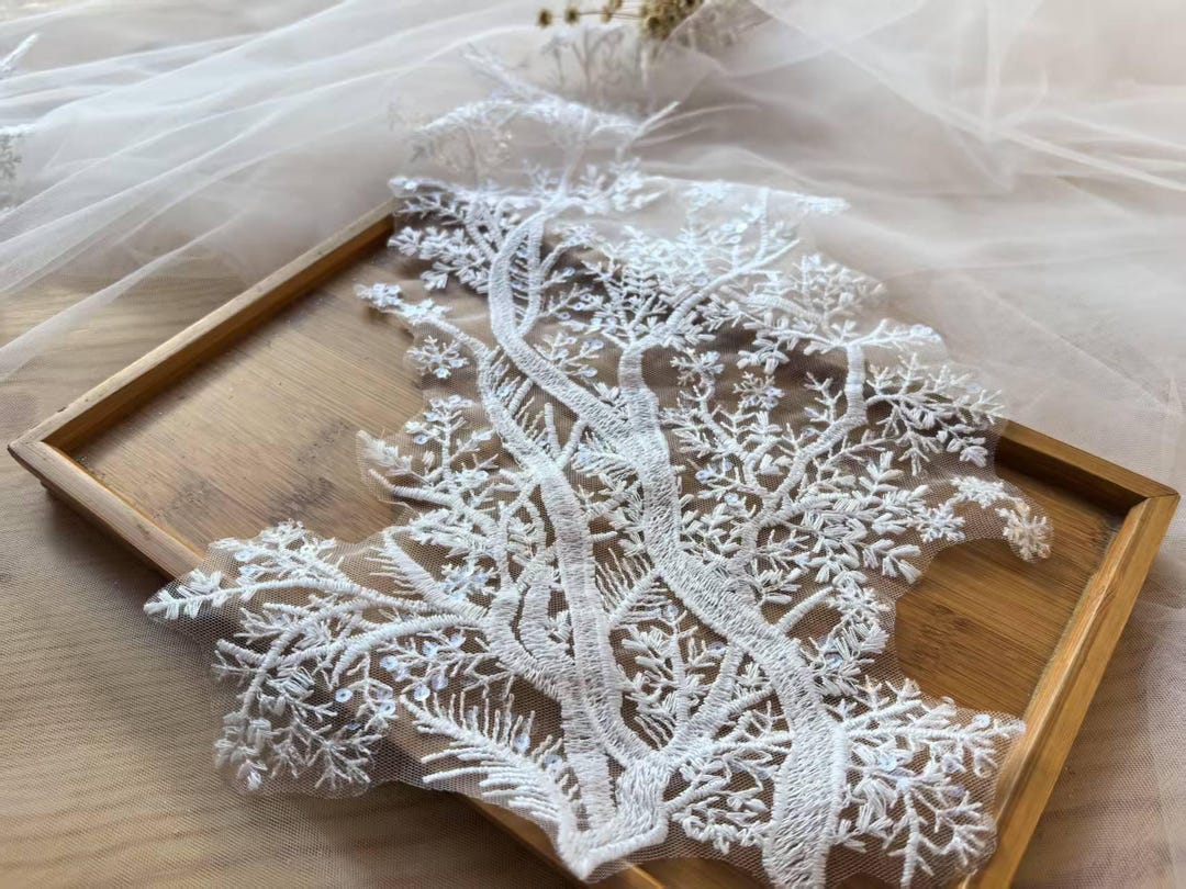 Venice Style Snowflake Tree With Sequins Lace Applique Floral Bridal ...