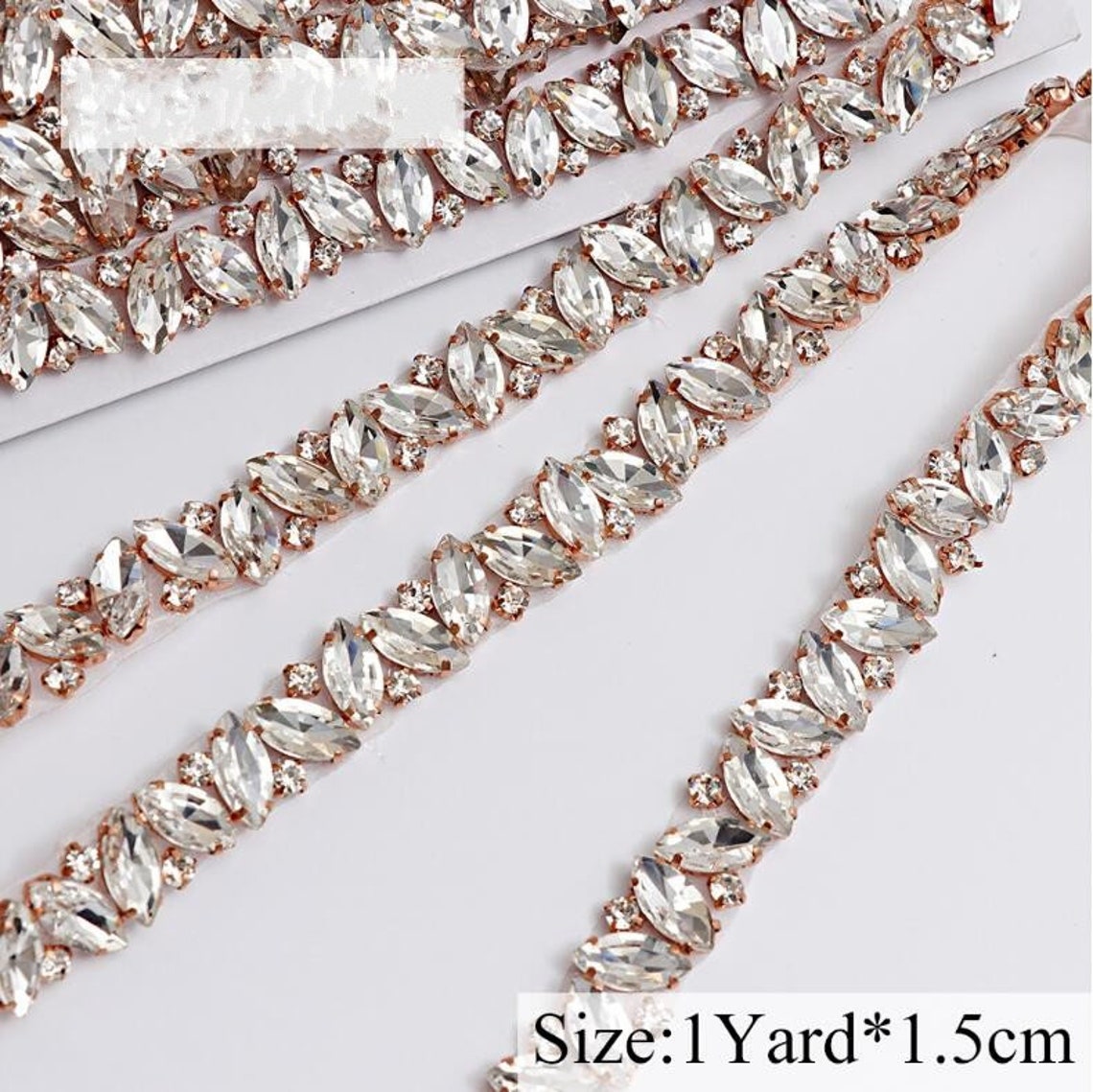 Rhinestone Crystal Beaded Lace Trim Rhinestone Applique Bridal | Etsy