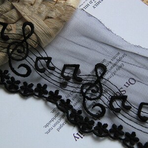 2 Colors Music Note Lace Trim Embroidered Trim 3.9 Inch Wide 2 Yards ...