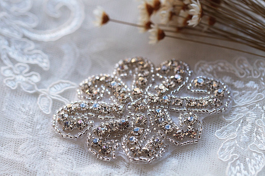 Rhinestone Applique Rhinestone Applique Crystal Trim Bridal - Etsy