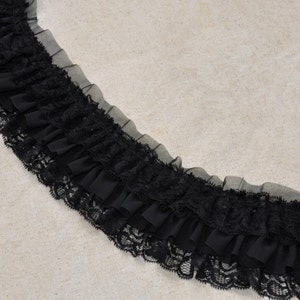 3 Row Layer Chiffon Lace Trim Fold Ruffled Wedding Accessory Bridal ...