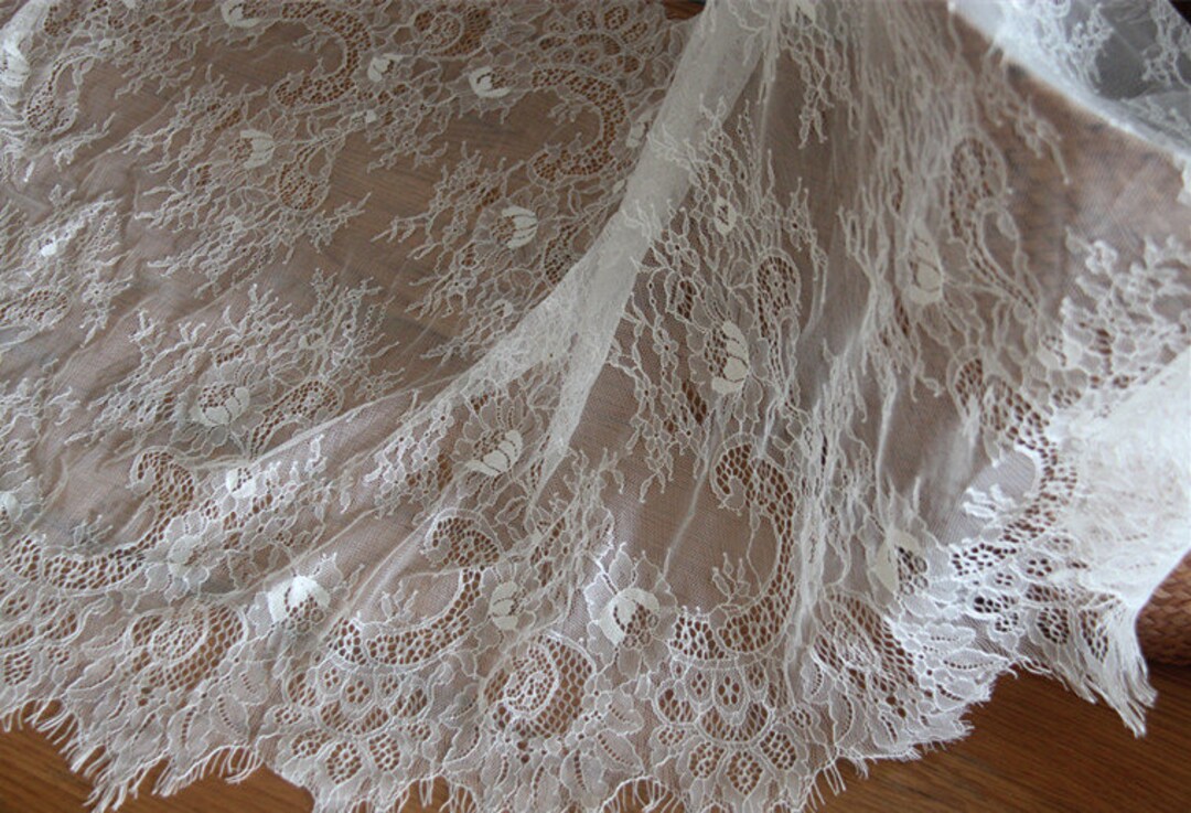 3 Meters Chantilly Eyelash Lace Fabric Embroidered Bilateral Curtain ...