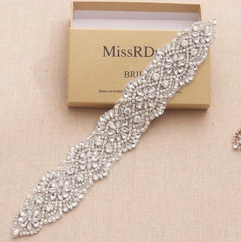 Crystal Pearl Rhinestone Beaded Applique for Bridal Headband - Etsy