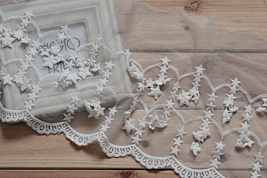 3 Colors Solid Star Lace Trim Embroidered Trim Gauze Lace 7.48 - Etsy
