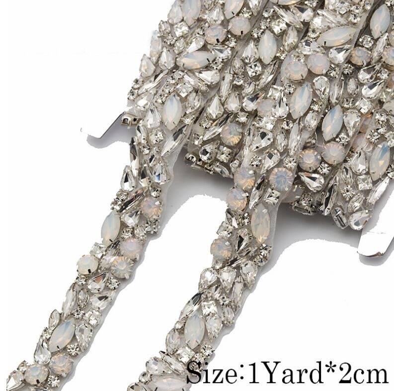 Rhinestone Crystal Beaded Lace trim Rhinestone Applique Bridal | Etsy