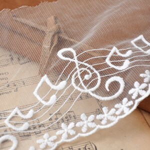 2 Colors Music Note Lace Trim Embroidered Trim 3.9 Inch Wide 2 Yards ...