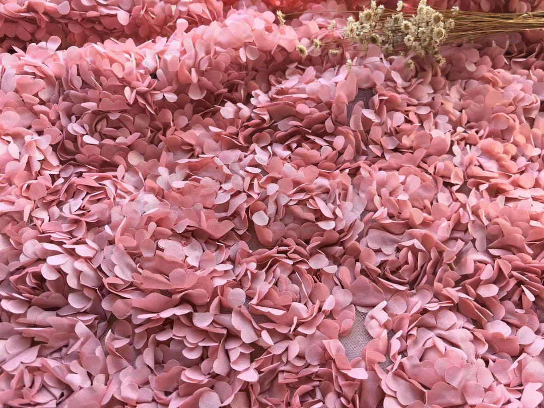 Dusty Pink 3D Chiffon Floral Lace Fabric, 55'' Wide, Bridal Wedding ...