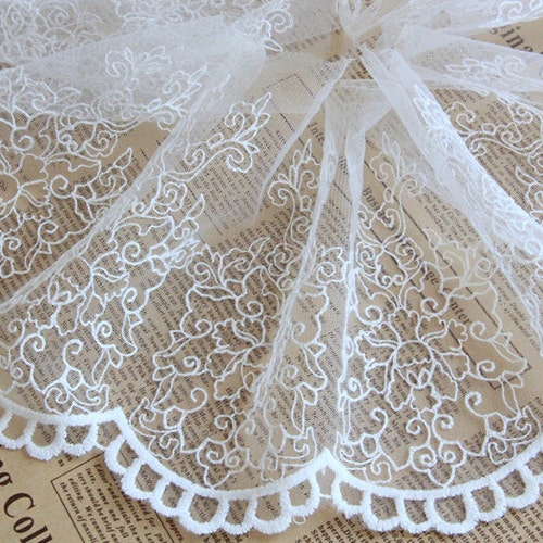 White Deer Lace Trim Stiff Embroidery Tulle Lace Trim 6.29 - Etsy