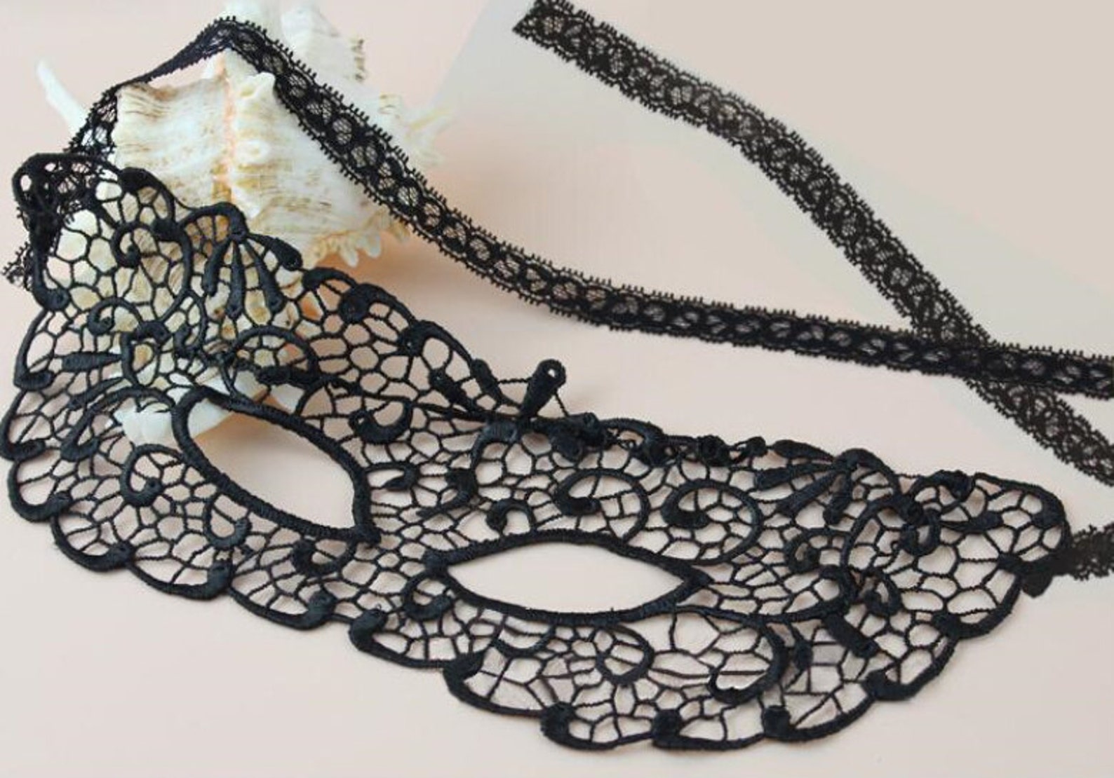 Black Lace Mask Lace Tie Back Queen Mask Masquerade Mask Sexy | Etsy