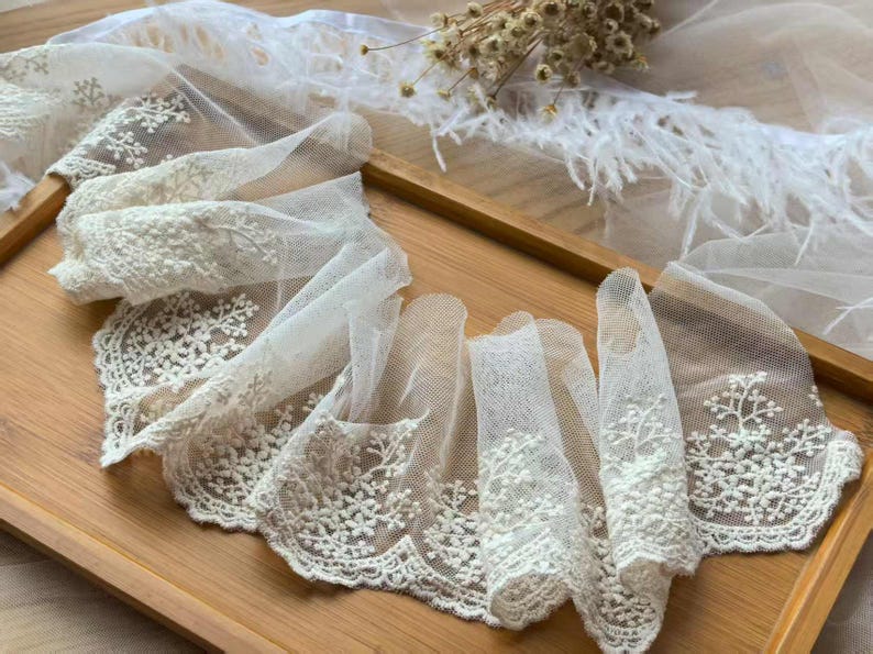 White Snowflake Lace Trim, Bridal Wedding Accessory (2 Yards) L045 ...