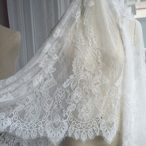 Chantilly Eyelash Lace Fabric Soft Yarn Embroidered Bilateral Curtain ...