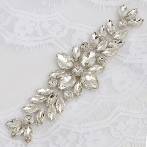 Rhinestone Leaf Crystal Beaded Lace Trim Rhinestone Applique - Etsy