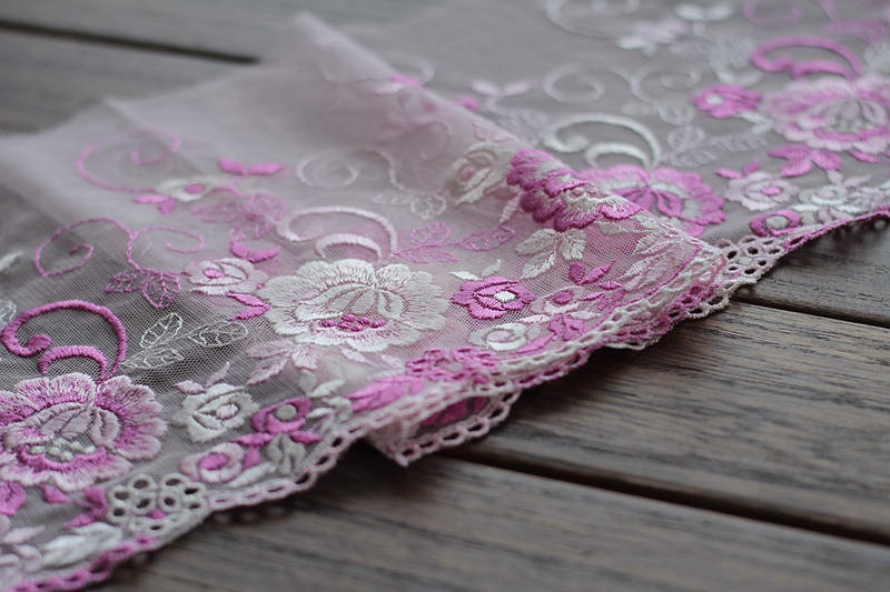 High Quality Purple Floral Embroidered Lace Trim Tulle Lace - Etsy