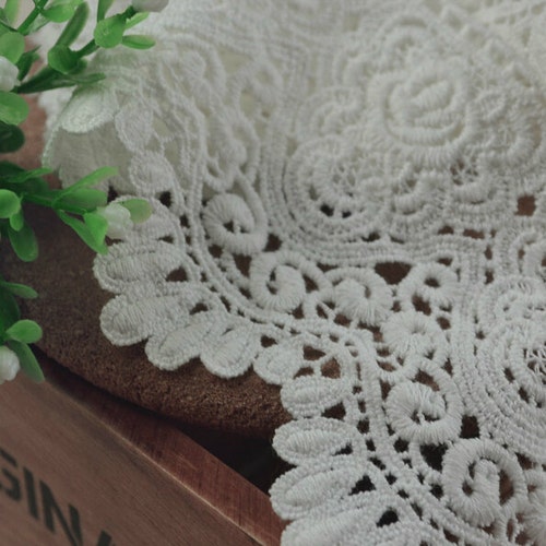 Cotton Lace Trim Wide off White Lace Embroidery Hollowed Out - Etsy