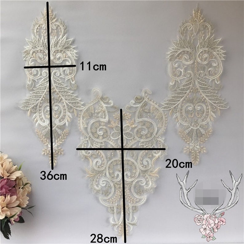 Light Champagne Floral Lace Appliques Delicate Wedding Trim - Etsy