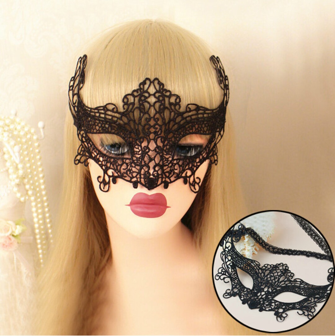 Black Fox Lace Mask Lace Tie Back Queen Mask Masquerade Mask - Etsy