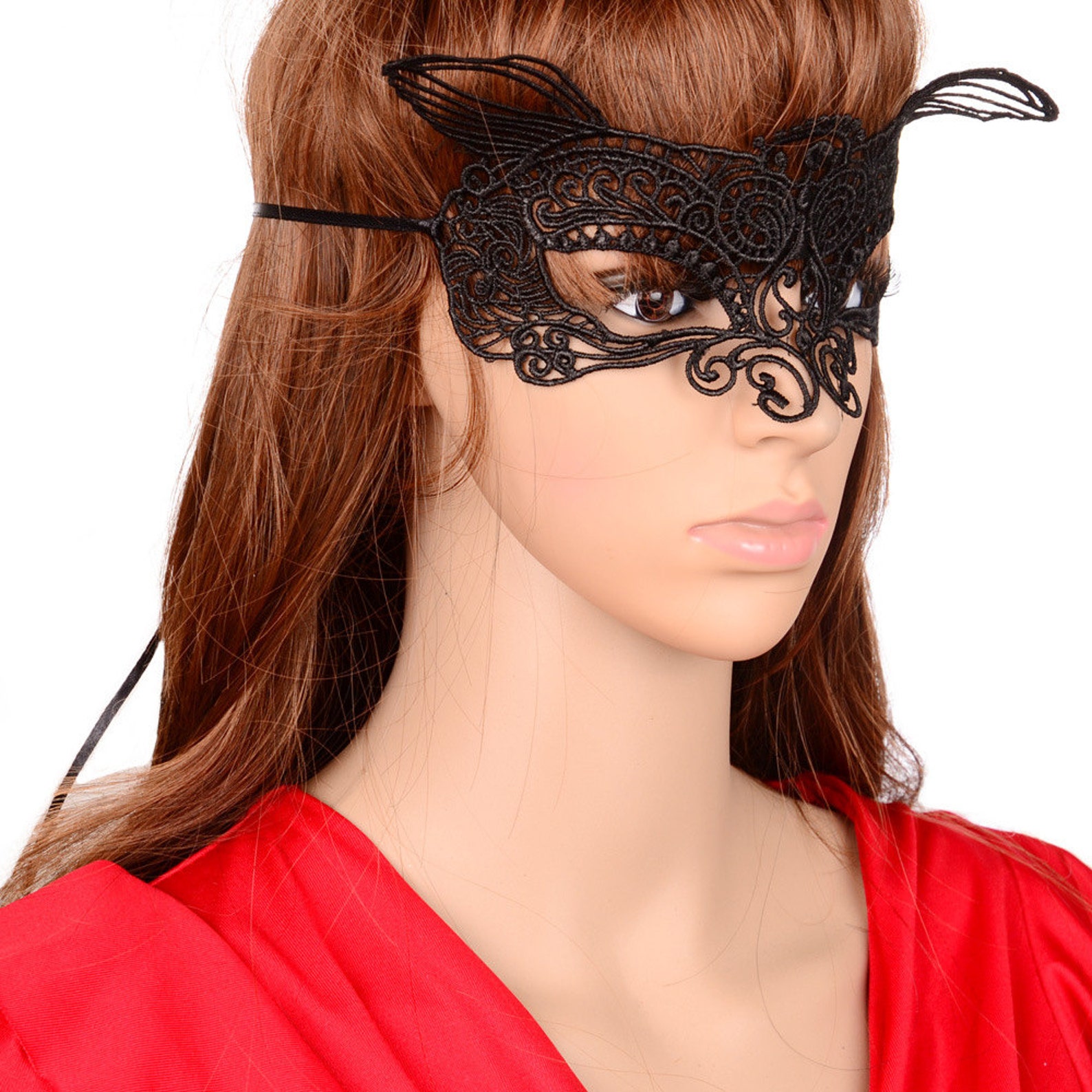 Black Bunny Ears Lace Mask Lace Tie Back Queen Mask Masquerade - Etsy