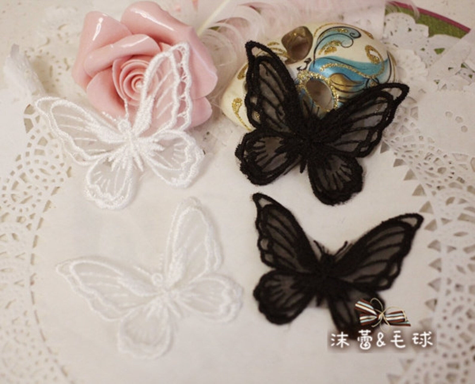 10 Pieces Organza Butterfly Double-deck Floral 3D Lace | Etsy