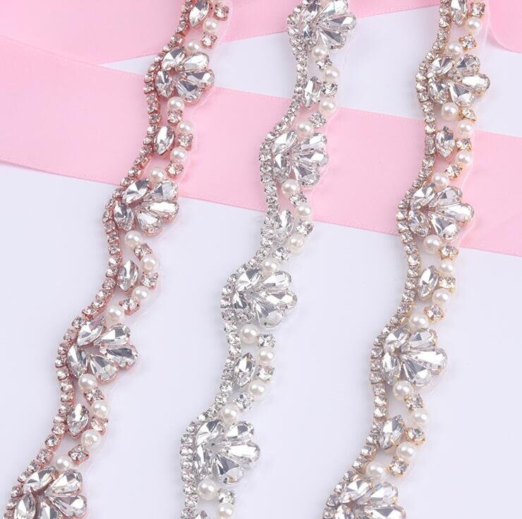 Rhinestone Crystal Beaded Lace trim Rhinestone Applique Bridal | Etsy