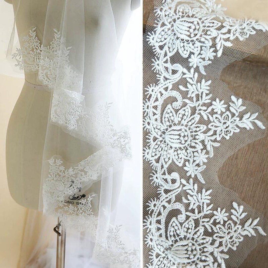 1 Meter Ivory Retro Floral Lace Trim Embroidered Floral Lace Trim ...
