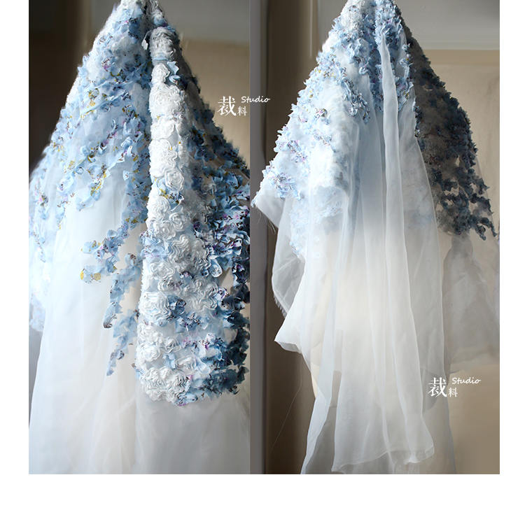 3D organza Floral embroidery Lace Fabric shabby DIY Dress | Etsy