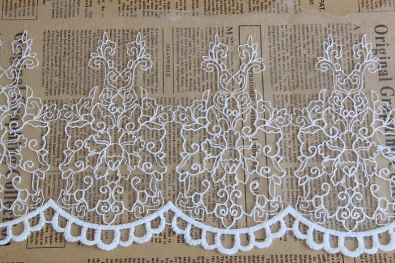 White Deer Lace Trim Stiff Embroidery Tulle Lace Trim 6.29 - Etsy