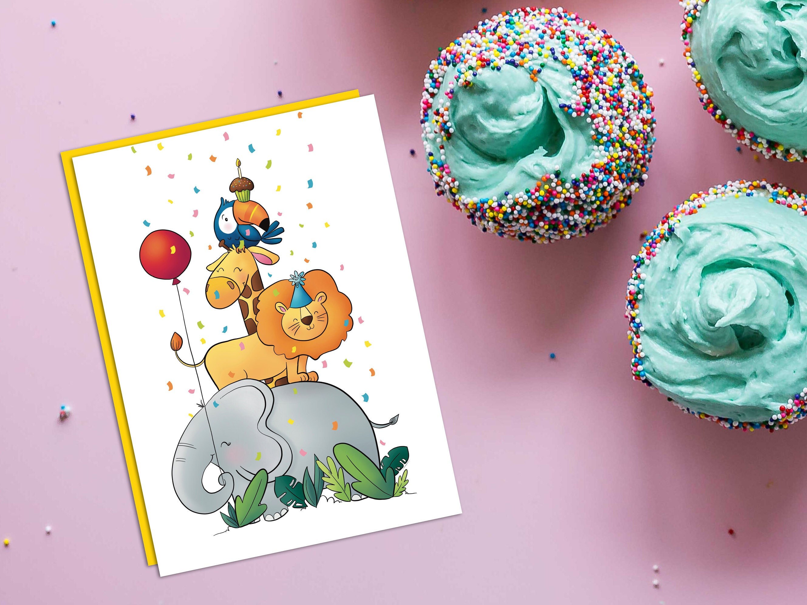 Birthday Card Jungle Animals - Etsy