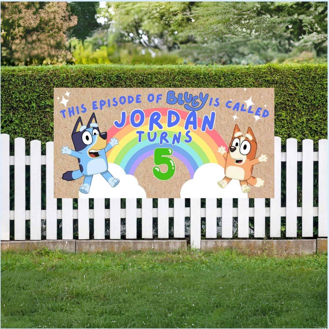 Editable Bluey and Ringo Birthday Graduation Banner Template | Custom ...