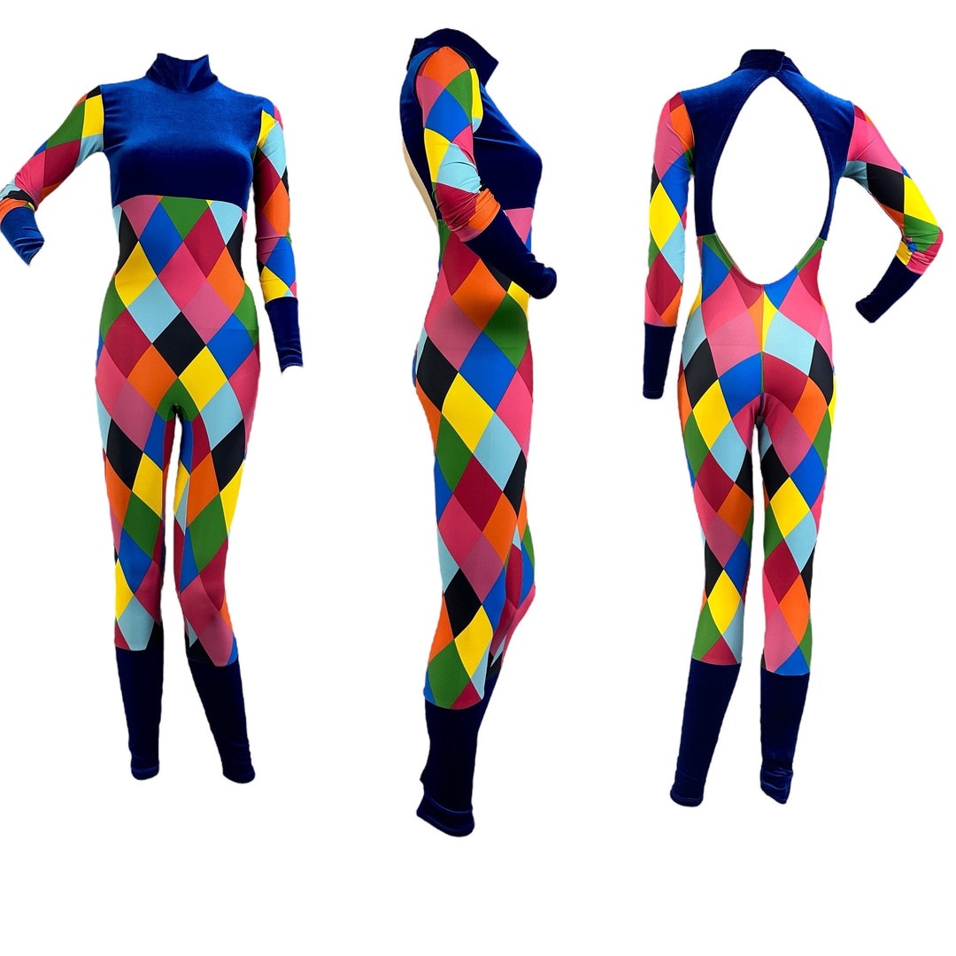 Harlequin Costume, New Trend, Spandex Catsuit , Bodysuit for Woman or ...