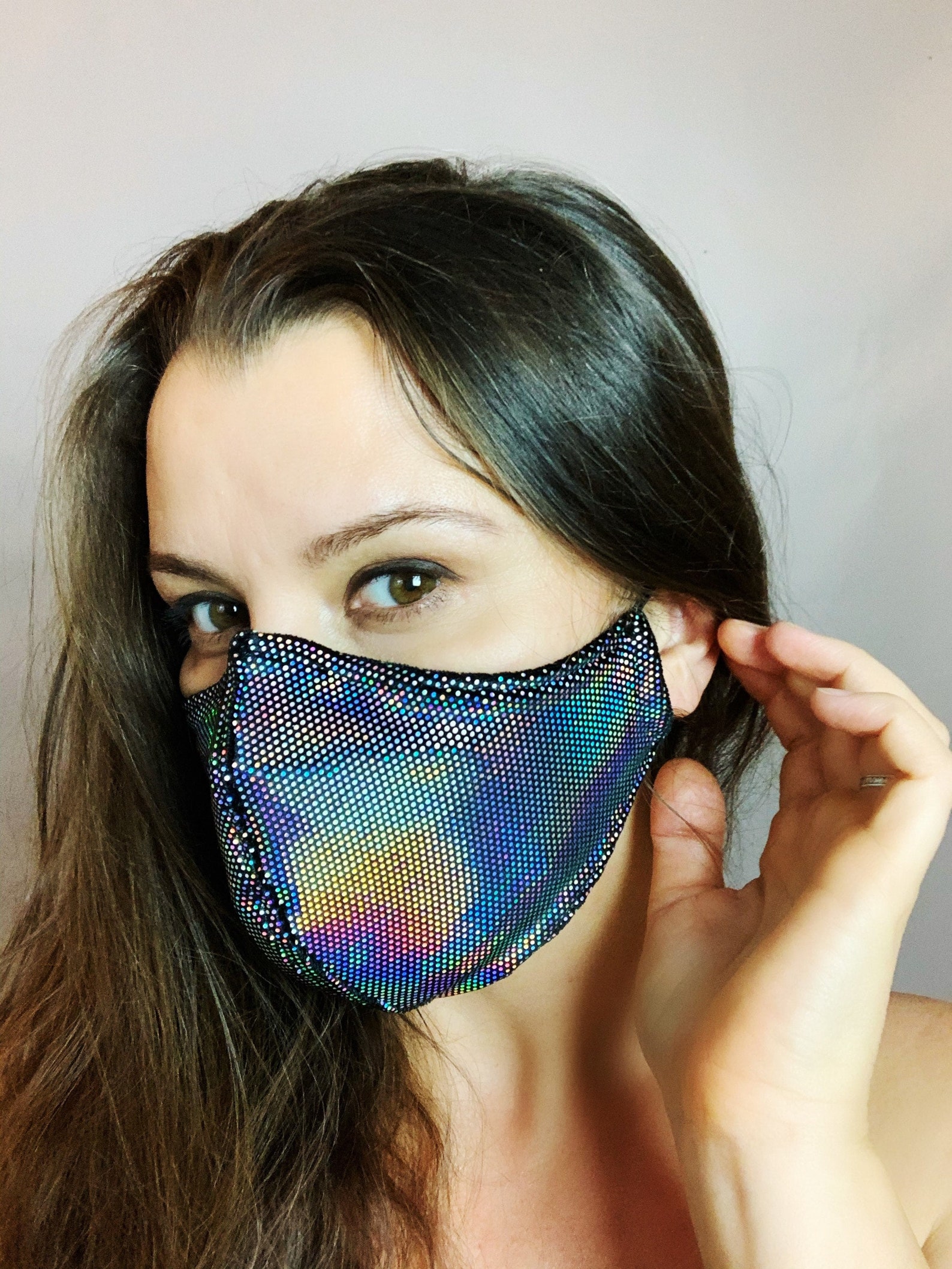 Beautiful Black Iridescent Face Mask Breathing Maskreusable - Etsy